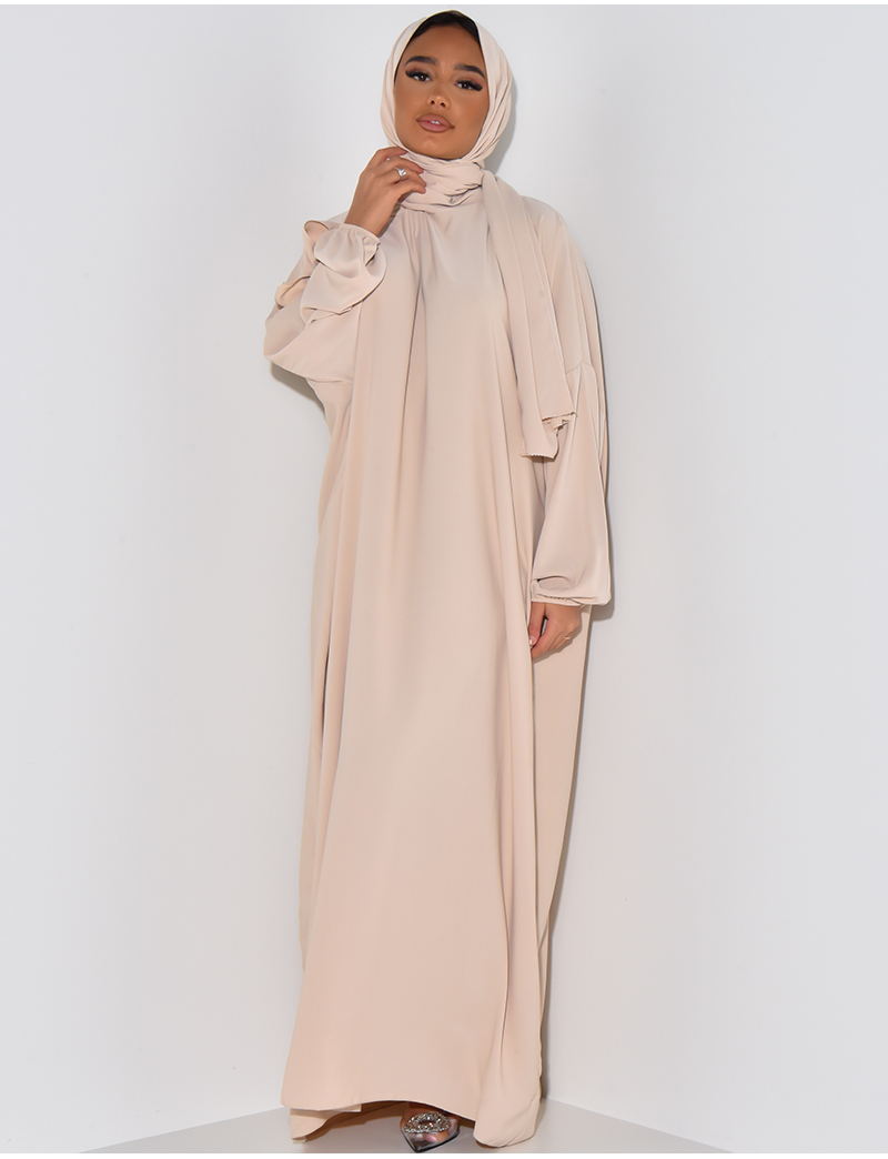 Robe abaya oversize fluide à voile integré