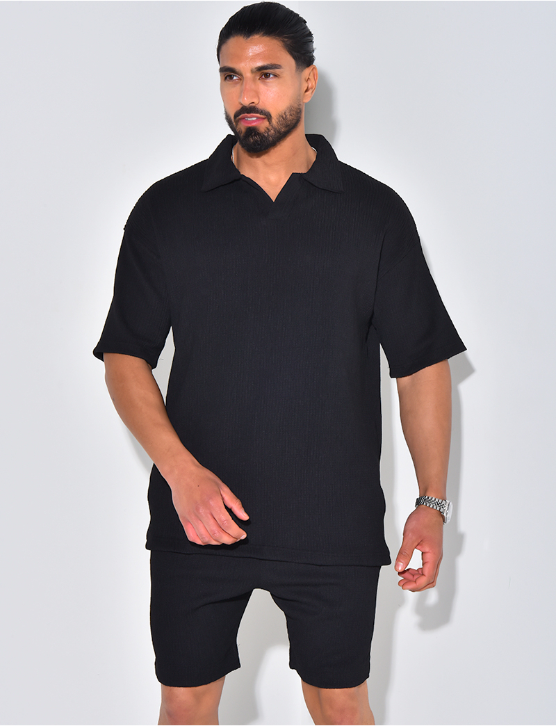 Ensemble short et polo texturé