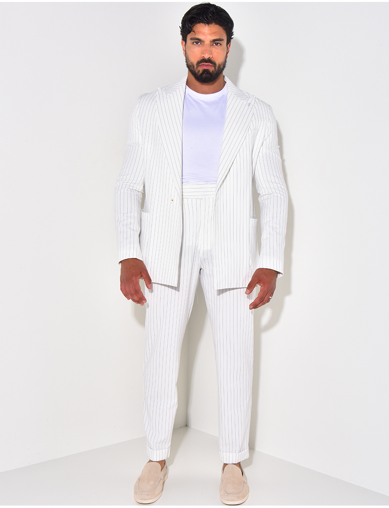 Ensemble de costume 2 pièces à rayures texturé