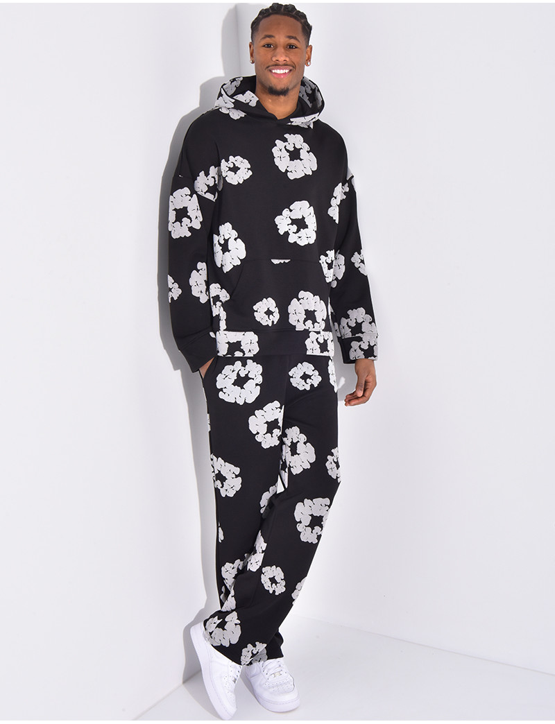 Ensemble à fleurs pantalon et sweat à capuche