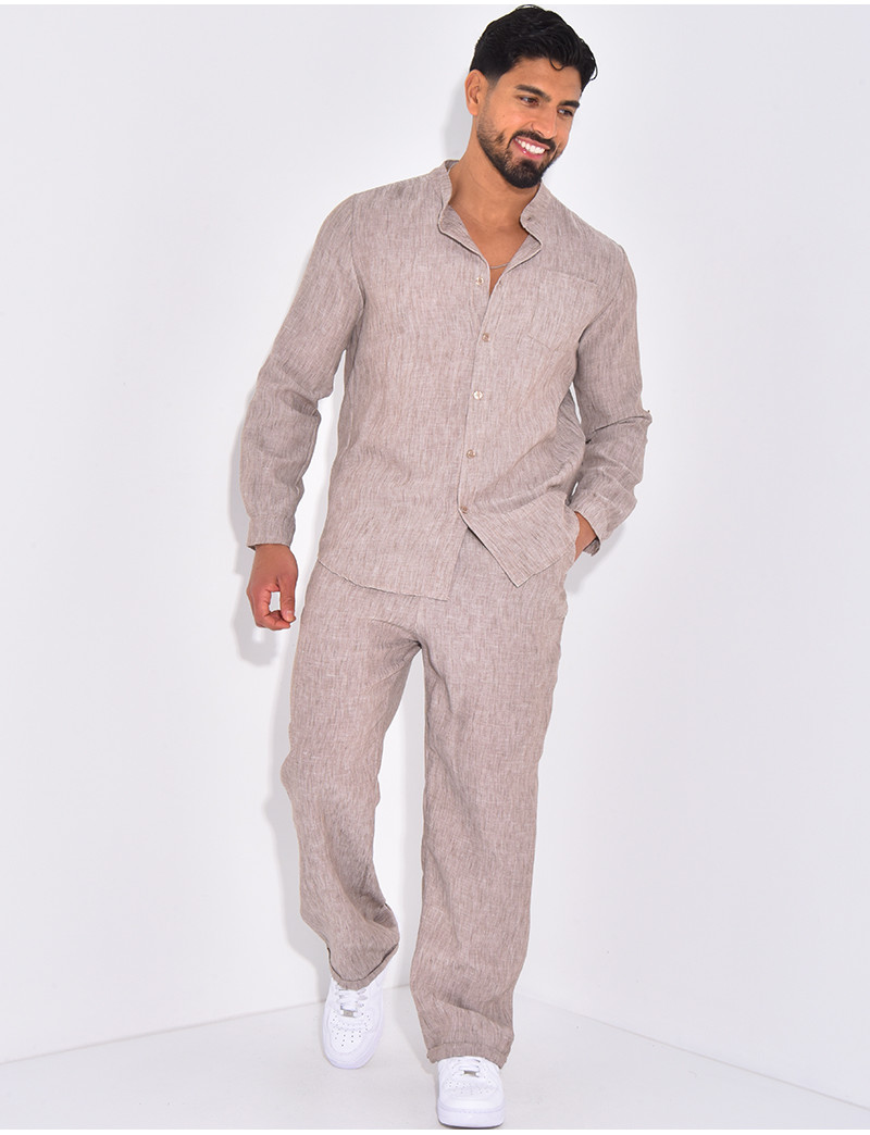 Ensemble pantalon et chemise en lin