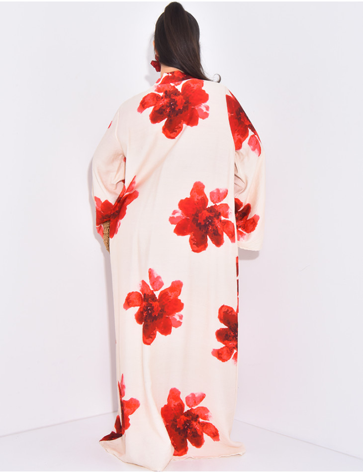 Flower print kimono