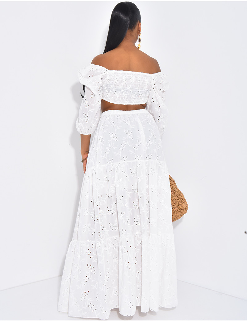Ensemble jupe longue et crop top ajouré